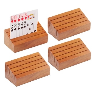 GSE™ Set of 4 Wooden Playing Card Holders, 6" Card Game Trays/Racks ...