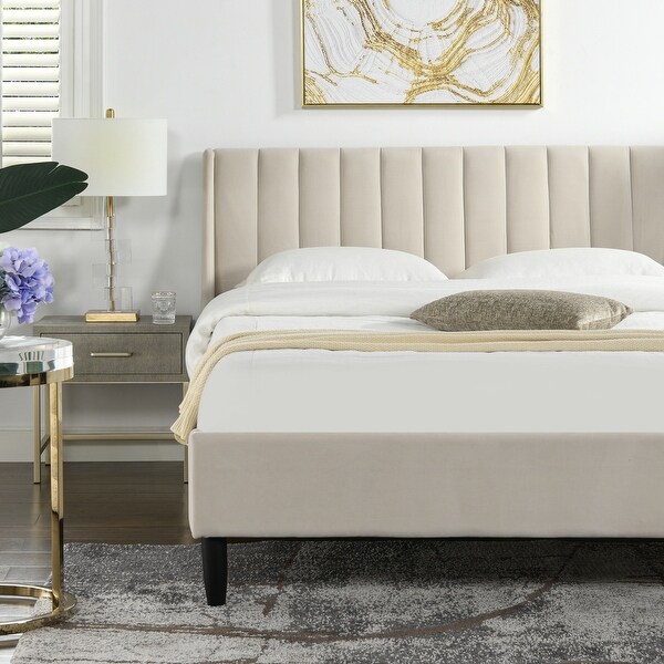 Aspen Vertical Tufted Upholstered Headboard Platform Bed On Sale Bed Bath Beyond 27297573