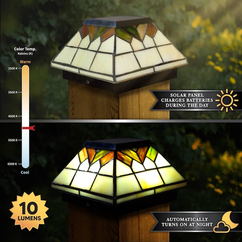 Classy Caps Stained Glass Wellington Solar Post Cap (Set of 2) - On ...