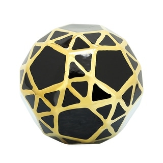 6" Decorative Orb Black and Gold Contemporary Round Orb Decor Glam ...