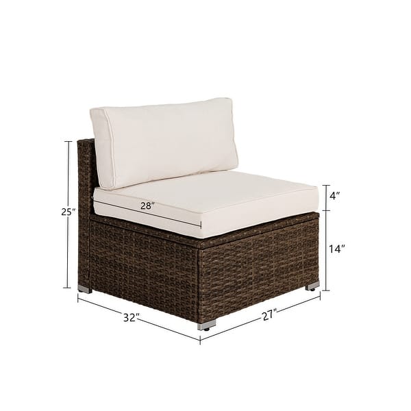 COSIEST PE Wicker Outdoor Armless Chair with Pillow - Bed Bath & Beyond ...