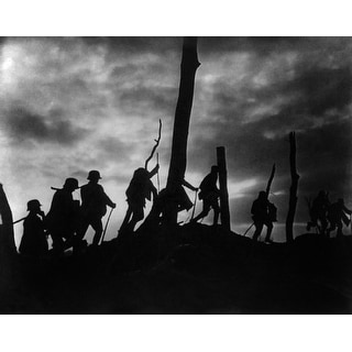 World War 1 Silhouette Of German Soldiers Against A Bombed Out ...