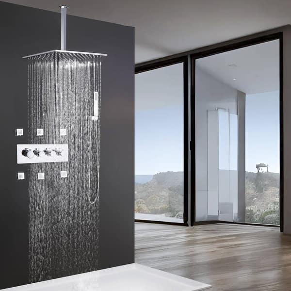Top Mounted Thermostatic Multi-Function Shower System With Body Sprays ...