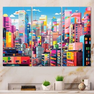 Designart "Colorful City Tokyo Popart III" Tokyo Wall Art Print Set ...