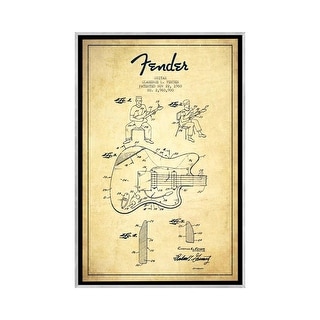 iCanvas "Fender Guitar Vintage Patent Blueprint" by Aged Pixel Framed ...