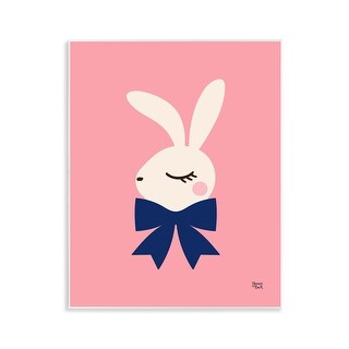 Stupell Rabbit with Ribbon on Pink Wall Plaque Art Design By Jessica ...