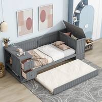 Twin Size Daybed with Storage Arms And Trundle and Charging Station ...