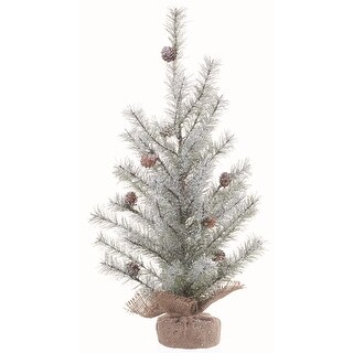 Transpac Artificial 24 in. White Christmas Faux Icy Pine with Burlap ...