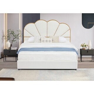 Luxurious White King Bed Frame with Four Drawers, Smart Platform, and ...