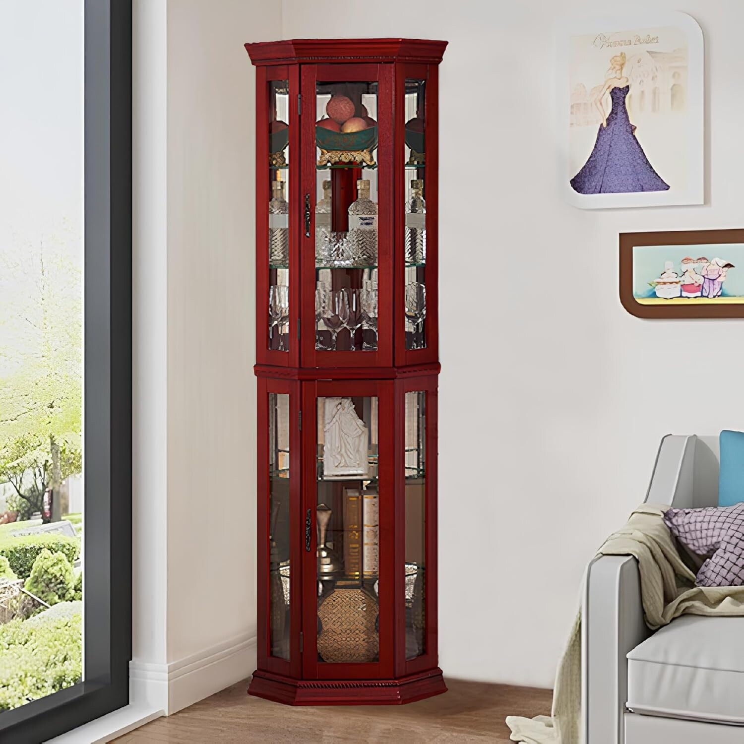 Corner china cabinet with glass doors store