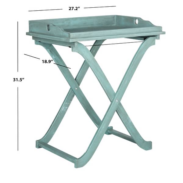 SAFAVIEH Outdoor Living Covina Beach House Blue Tray Table - 18.9"x27.2 ...