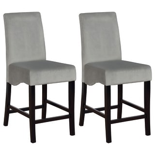 Stanton Velvet Upholstered Counter Chair Grey (Set of 2) - Bed Bath ...