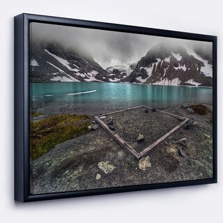 Designart "Mountain Lake and Cloudy Sky" Landscape Framed Canvas Art ...
