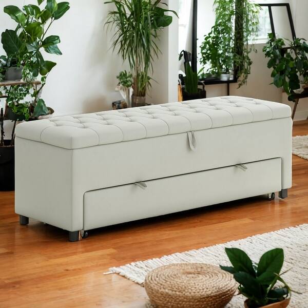 51 2 Beige Upholstered Fabrics Two Spacious Storage Space Button