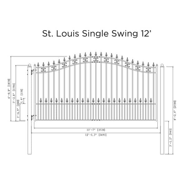 ALEKO Steel Single Swing 12 ft Driveway Gate St. Louis Style Black ...