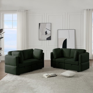 Livingroom 2-Piece Green Sofa Set, 2+2 Seat Loveseat Sofa Set - Bed ...
