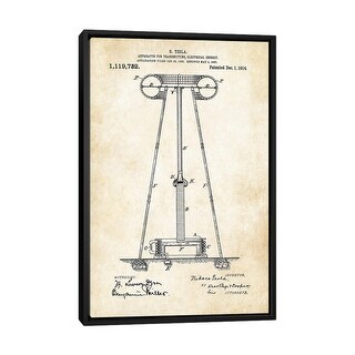iCanvas "Nikola Tesla Electrical Tower" by Patent77 Framed Canvas Print ...
