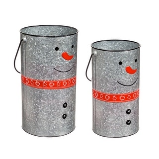 Galvanized Metal Snowman Planter with Scarf (2-Pack) - Bed Bath ...