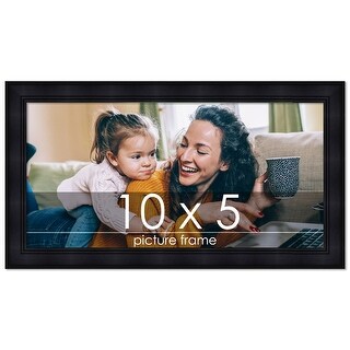10x5 Frame Black Contemporary Wood Picture Frame with UV Resistant ...