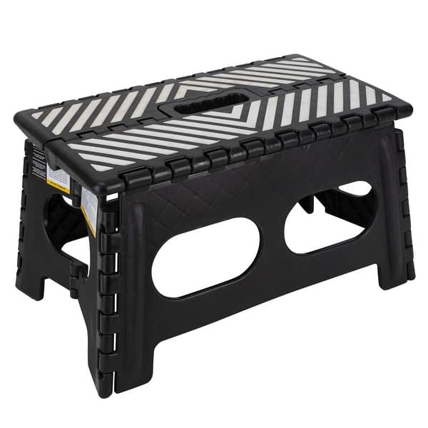 Simplify Extra Wide Folding Step Stool in Black - 15.8"x 9.8"x 8.9 ...