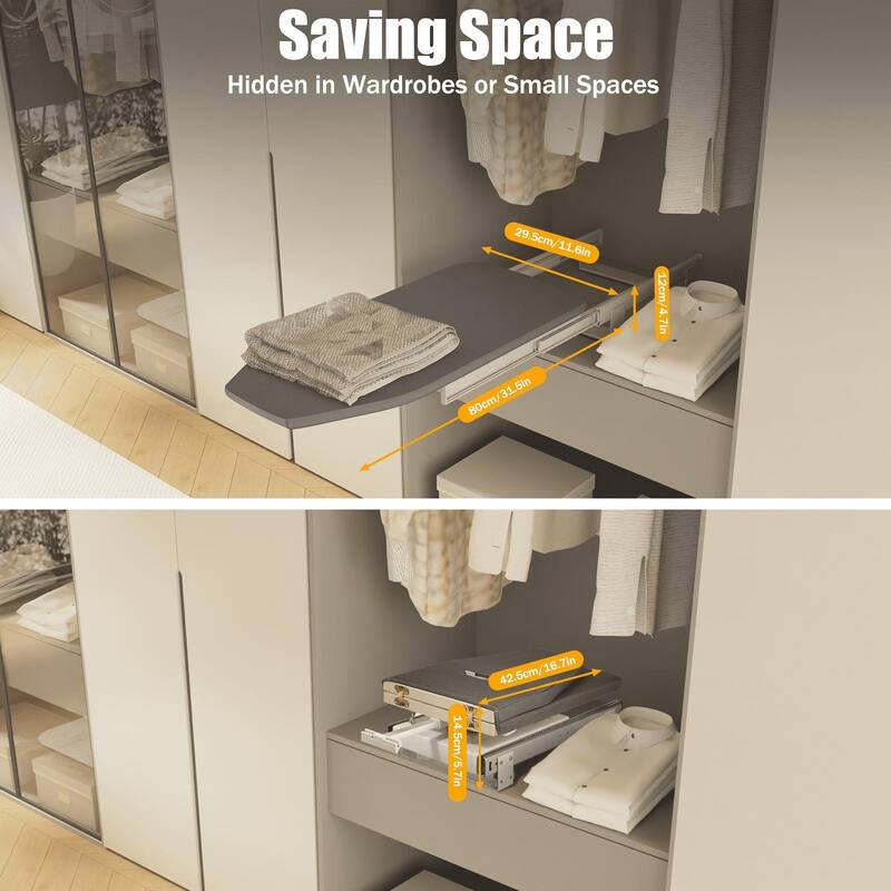 Built-in Cabinet Retractable Ironing Board with Heat-Resistant Cover ...
