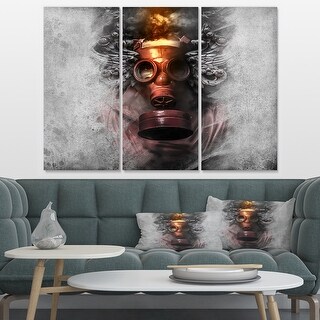 Designart "Toxic Man in Mask" Abstract Portrait Canvas Print - 36x28 ...