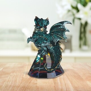 ICE ARMOR 3.5"H Green Dragon Standing on Pyramid Glass Figurine - Bed ...