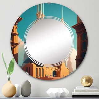 Designart 'Futuristic Designs III' Printed City Futuristic Wall Mirror ...