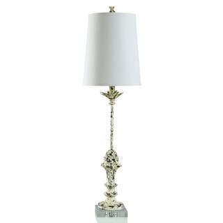 Antiqued Table Lamp - Off White And Black Rubbed Finish - Acrylic Base ...