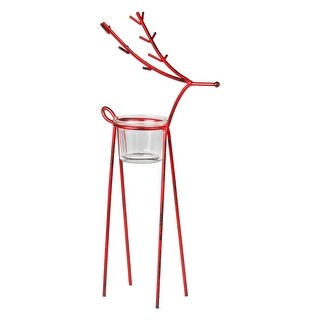 Red Metal Reindeer Tealight Holder Large, 5.71L x 3.94W x 13.39H inches ...