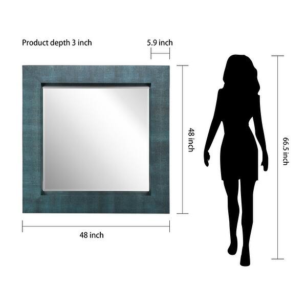 Black on Blue Metallic Shagreen Leather Framed Beveled Wall Mirror ...