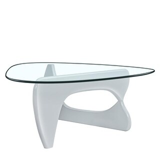White Modern Triangle Coffee Table with Glass Top - Bed Bath & Beyond ...