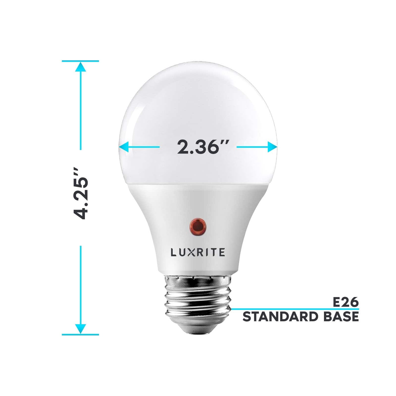 Luxrite A19 LED Dusk to Dawn Light Bulbs Lighting Enclosed Fixture ...
