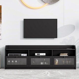 Chic Media Console with Acrylic Doors, Elegant TV Stand for Living Room ...