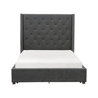 Matt Gray Fabric Upholstered Tufted Platform Bed - Bed Bath & Beyond ...