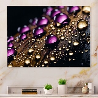 Designart "Red Rose With Raindrops On Black III" Raindrops Metal Wall ...