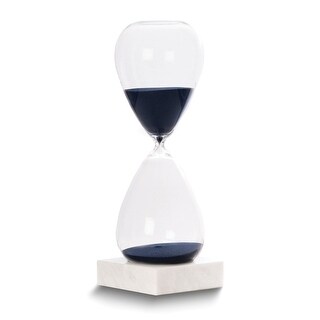 Curata Navy Sand Hand-Blown Glass with Grey Marble Base 90-Minute ...