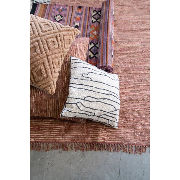 Cotton Tufted Throw Pillow Cover with Abstract Line Design - On Sale ...
