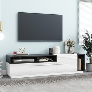 TV Stand with Silver Handles,TV Cabinet for Living Room - Bed Bath ...