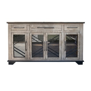 Zia 72 Inch Sideboard Console Buffet, 3 Gliding Drawers, Pine Wood ...