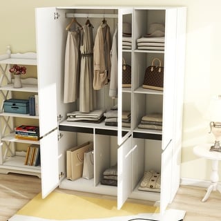 Modern 48" 3-Door White Closet Organizer System w/ mirror - Bed Bath ...