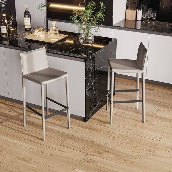 Gray Leather Bar Stool - Bed Bath & Beyond - 39428006