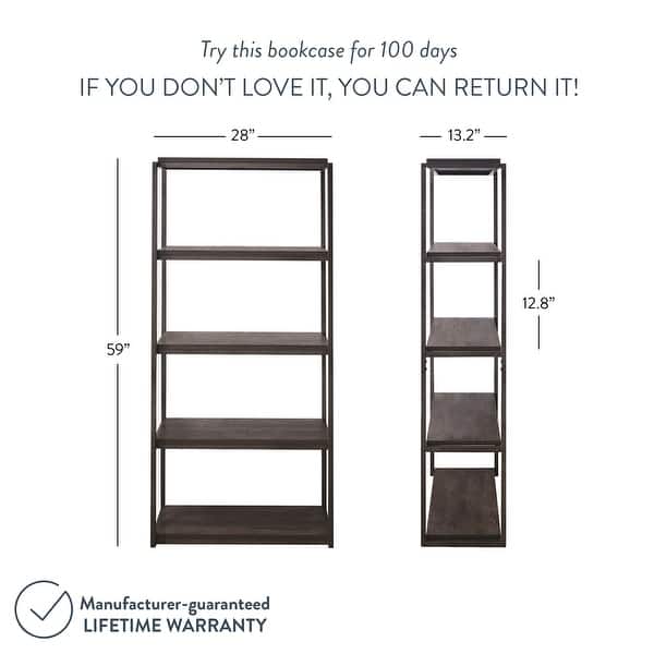 Nathan James Oscar Modern Etagere 5-Shelf Bookcase with Wood Storage ...