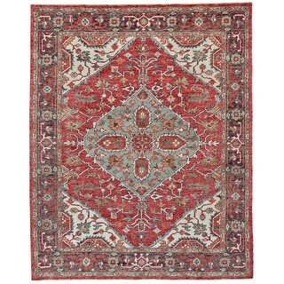 HomeRoots 2' X 3' Red Gray And Ivory Wool Floral Hand Knotted ...