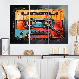 Designart "Cassette Tapes Mixtape Magic" Music Wall Decor Set - Bed ...