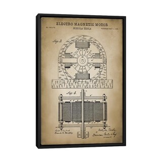 iCanvas "Tesla Electro Magnetic Motor, Beige" by PatentPrintStore ...