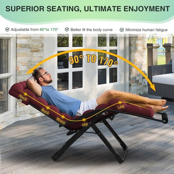 Oversized Zero Gravity Chair 33In Lounge Chair w Removable Cushion Headrest Reclining Camping Patio Chair for Indoor Outdoor Bed Bath Beyond 40768061