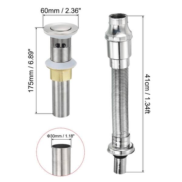 Drain Stopper Sink Strainer w 41cm ABS Pipe for Basins with Overflow ...