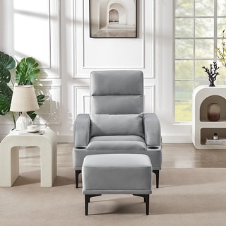 Accent Chairs with Ottoman, Velvet Fabric Arm Chair with Ottoman - Bed ...