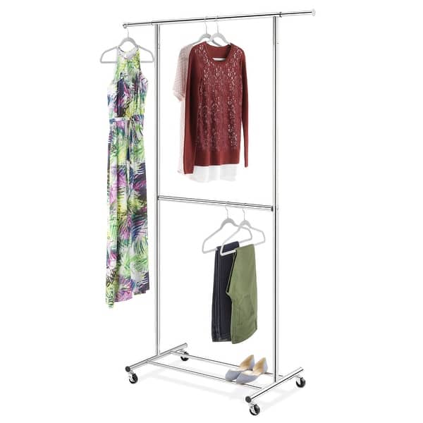 Whitmor Heavy-Duty 2-Rod Extendable Clothing Garment Rack - Chrome ...